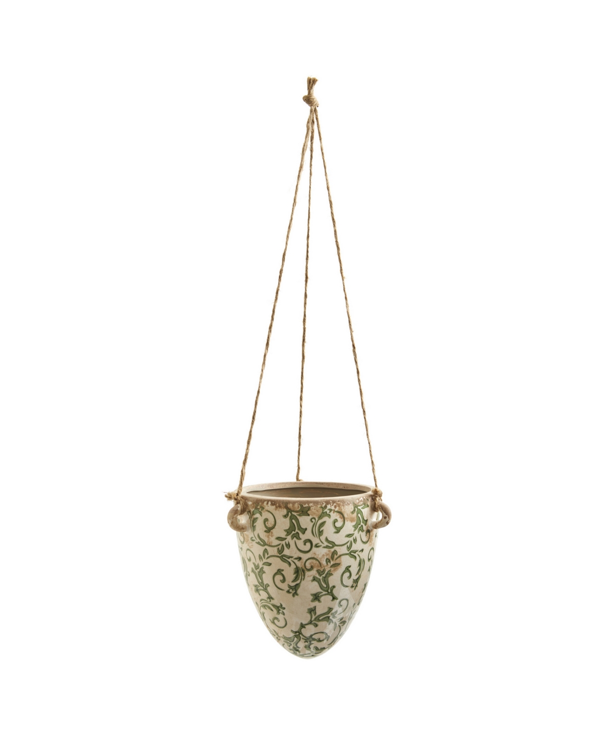 Click here for 2 Tuscan Hanging Ceramic Scroll Planter - Green prices