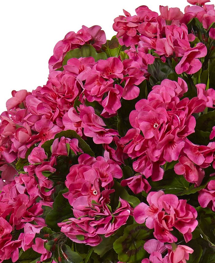 Nearly Natural Geranium Silk Flowering Plant in Farmhouse Planter UV ...