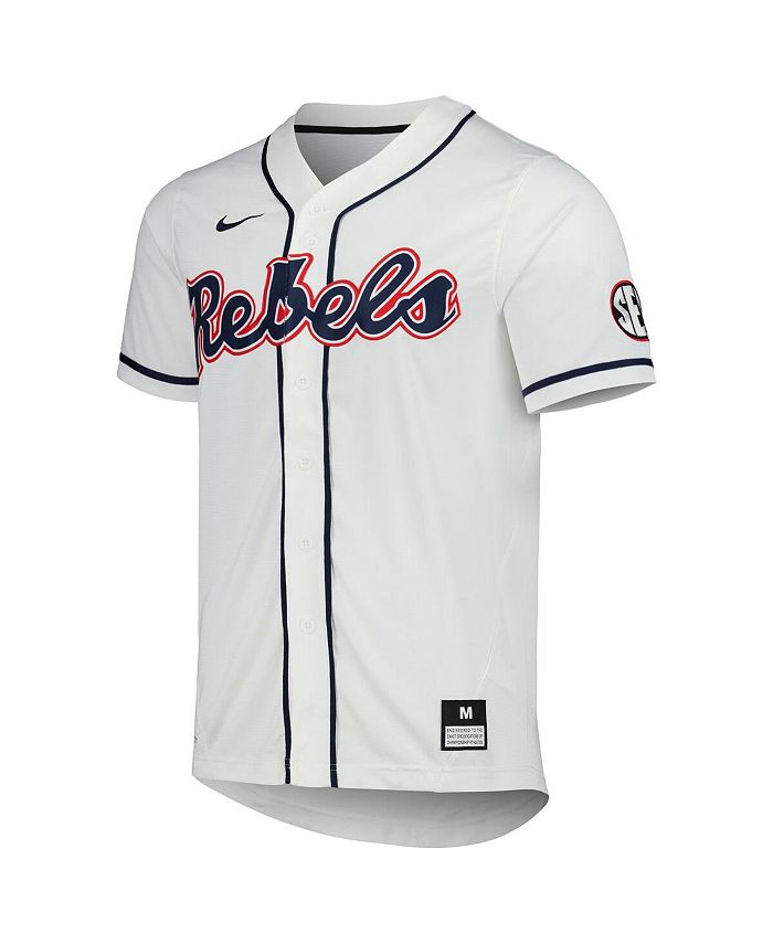 Nike Men's White Ole Miss Rebels Full-Button Replica Baseball Jersey ...