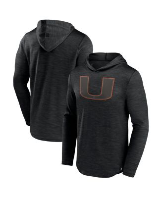 Men's Fanatics Heather Black Miami Hurricanes Transitional Hoodie T ...