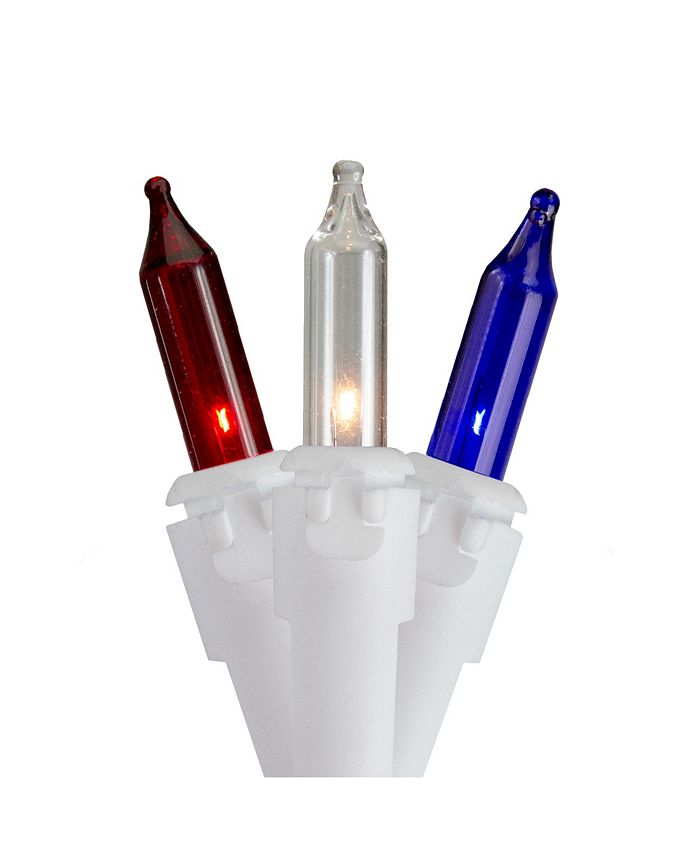 Northlight 50-Count Red White Blue 4th of July Mini Light Set 10' White ...