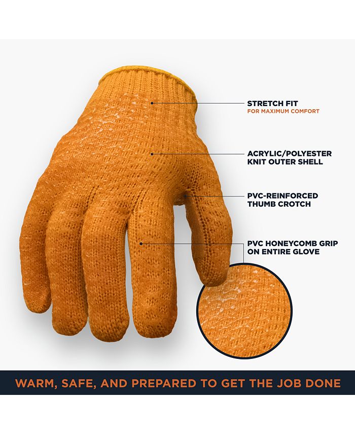 RefrigiWear Men's Double Sided PVC Honeycomb Grip Acrylic Knit Work ...