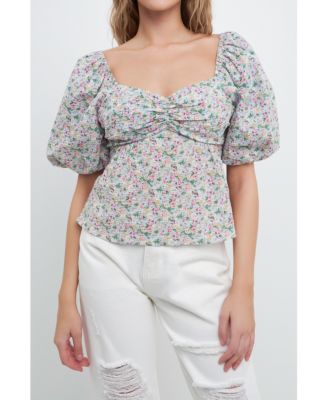 Free the Roses Women's Floral Tied Back Top - Macy's