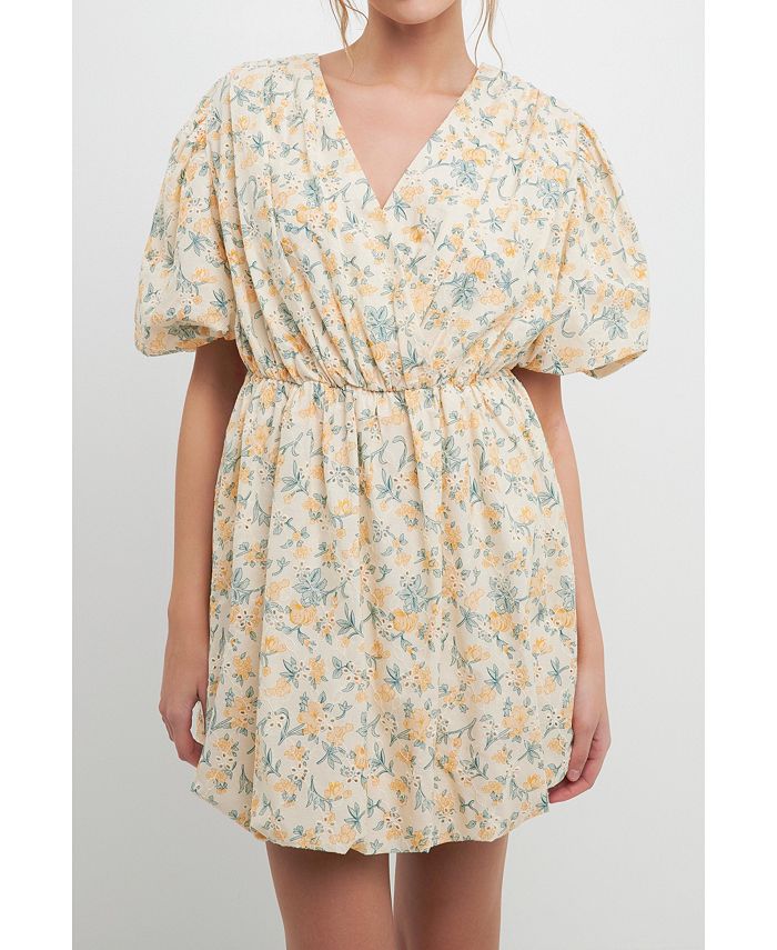 Free the Roses Women's Floral Embroidered Bubble Mini Dress - Macy's