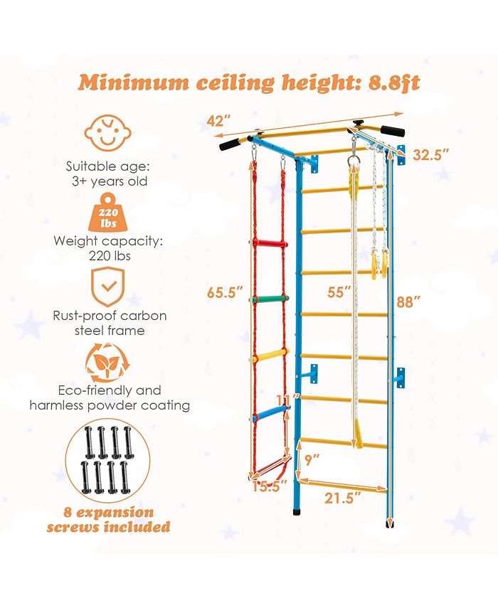 Costway 5 in 1 Kids Indoor Gym Playground Swedish Wall Ladder Children ...