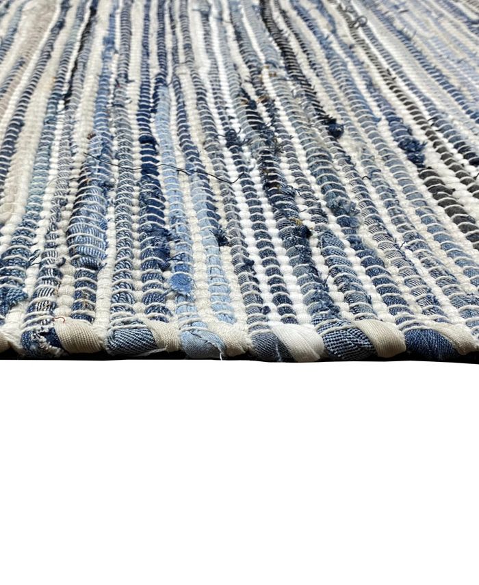 Lucky Brand Max Border Stripe Jute, Denim 27" x 45" Accent Rug - Macy's