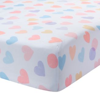 Bedtime Originals Rainbow Hearts White/Peach/Purple Baby Fitted Crib ...