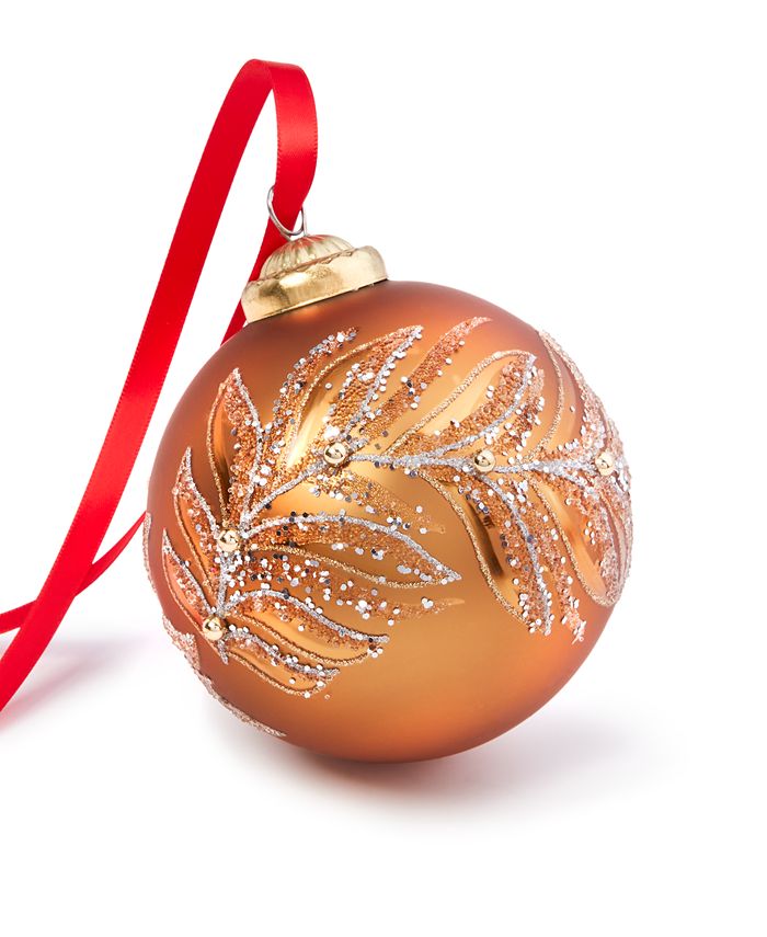 Holiday Lane Spiced Cider Floral Glitter Ball Ornament, Created for ...