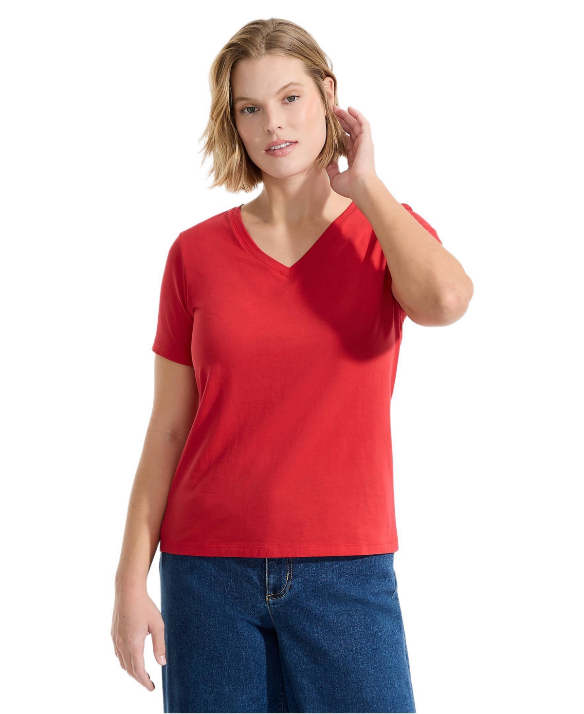Click here for Lands End Plus Size Relaxed Supima Cotton V-Neck T... prices