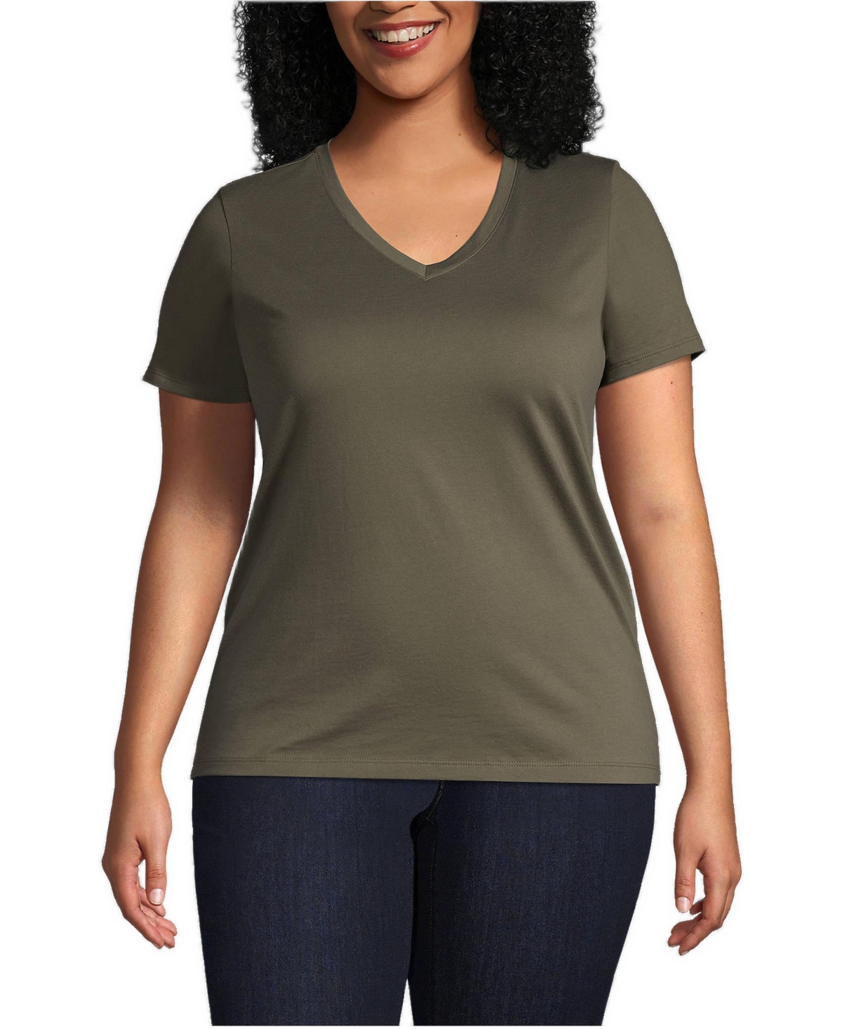 Click here for Lands End Plus Size Relaxed Supima Cotton V-Neck T... prices