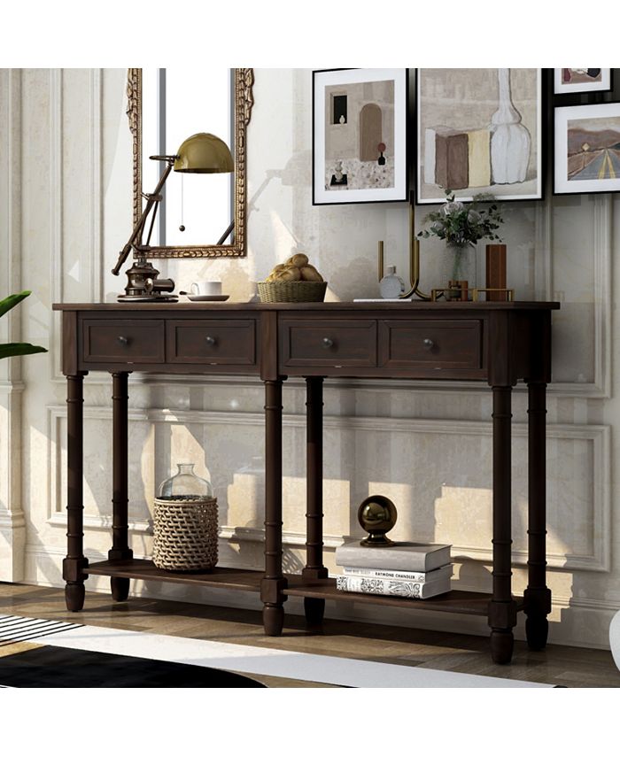 Simplie Fun Console Table Sofa Table Easy Assembly With Two Storage ...