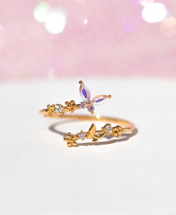 Girls Crew Crystal Multi-Color Dance of the Butterfly Adjustable Ring ...