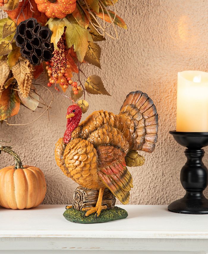 Glitzhome 9.5" H Thanksgiving Resin Turkey Table Décor - Macy's