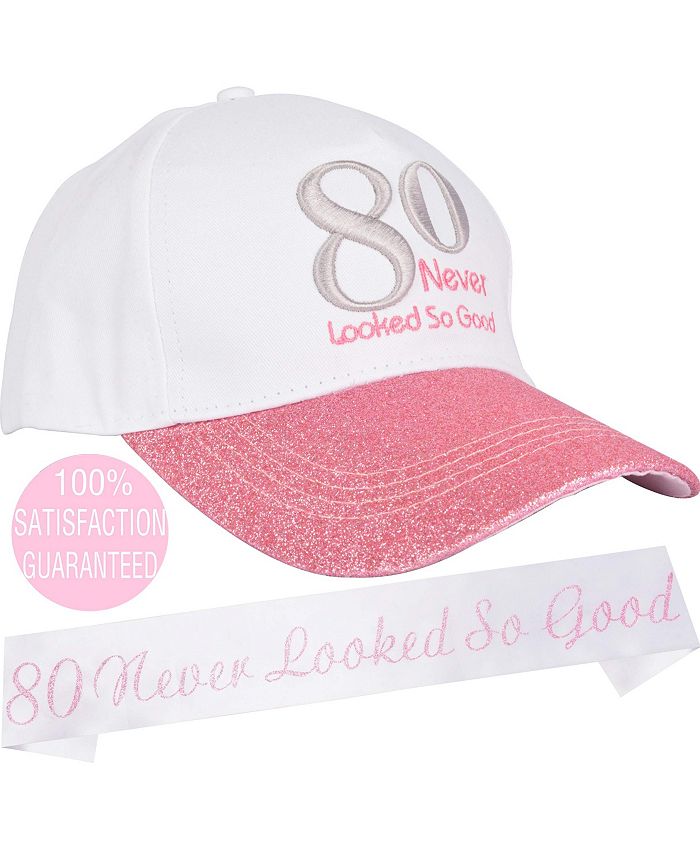 Meant2tobe 80th Birthday Gifts for Women, 80 Birthday Sash and Hat ...