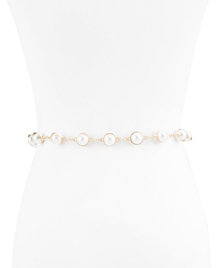 Sam Edelman Women's Imitated Pearl Embellished Gold-Tone Chain Dress ...