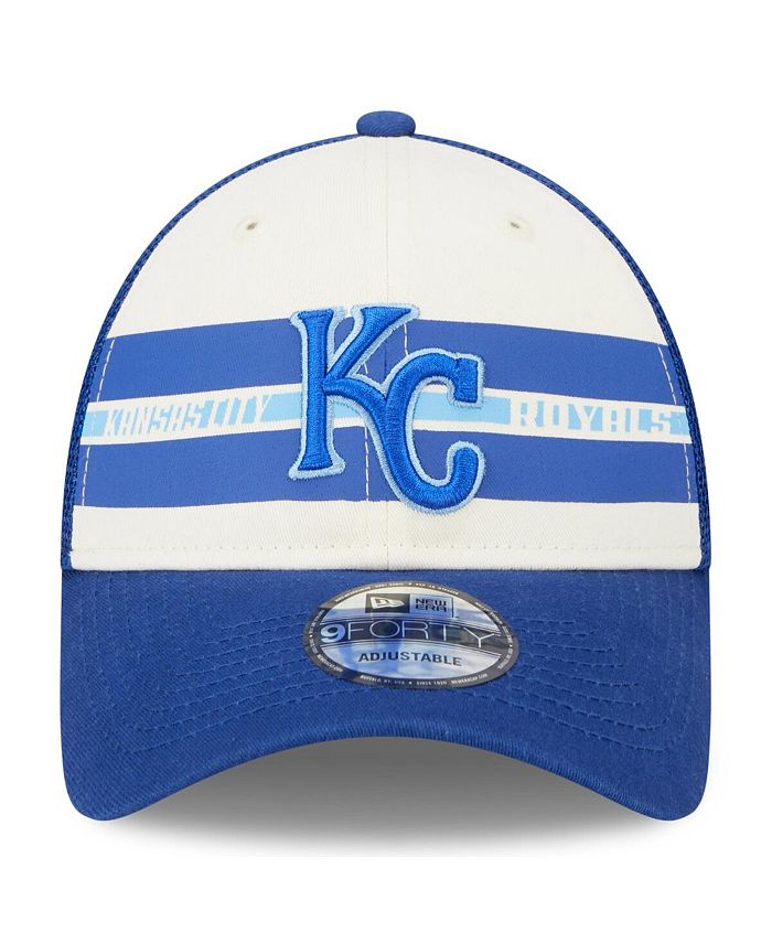 New Era Men's White, Royal Kansas City Royals Team Stripe Trucker ...