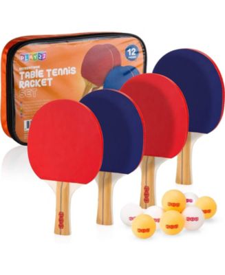 Ping Pong Paddle Set - 4 Table Paddles, 8 Ping Pong Balls and Portable ...