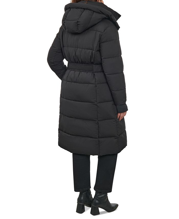 BCBGeneration Women's Plus Size Belted Hooded Puffer Coat - Macy's