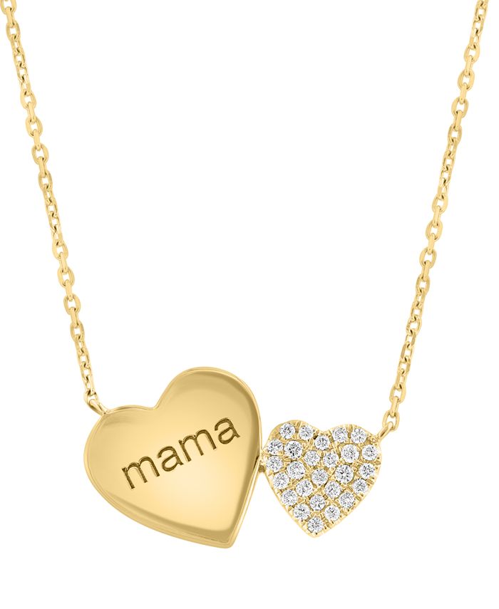 EFFY Collection EFFY® Diamond Mama Double Heart x" Pendant Necklace (1/ ...