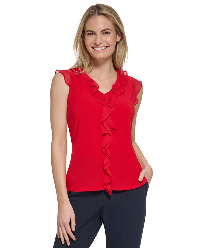 Tommy Hilfiger Ruffled Sleeveless Blouse Macys