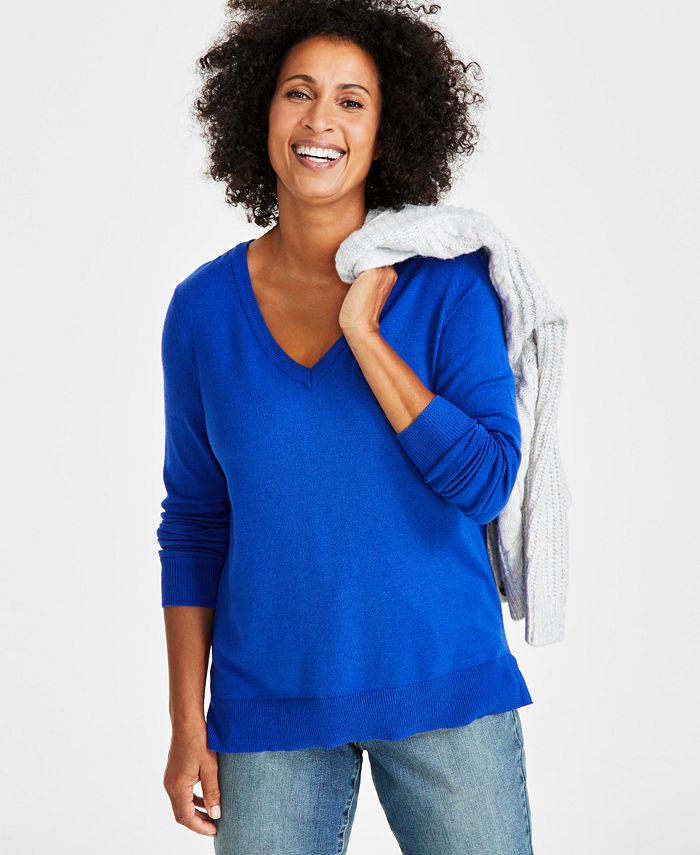 Style & Co Women's V-Neck Long-Sleeve Sweater, Created for Macy's - Macy's