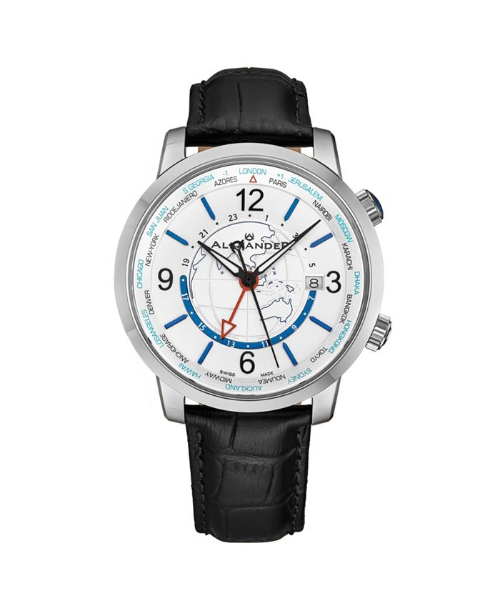 Alexander Men's Journeyman 2 Black Leather , Silver-Tone Dial , 40mm ...