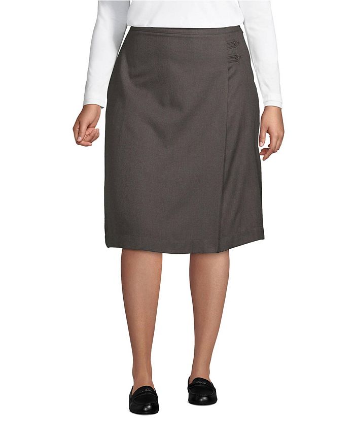 Lands' End Plus Size School Uniform Solid A-line Skirt Below the Knee ...