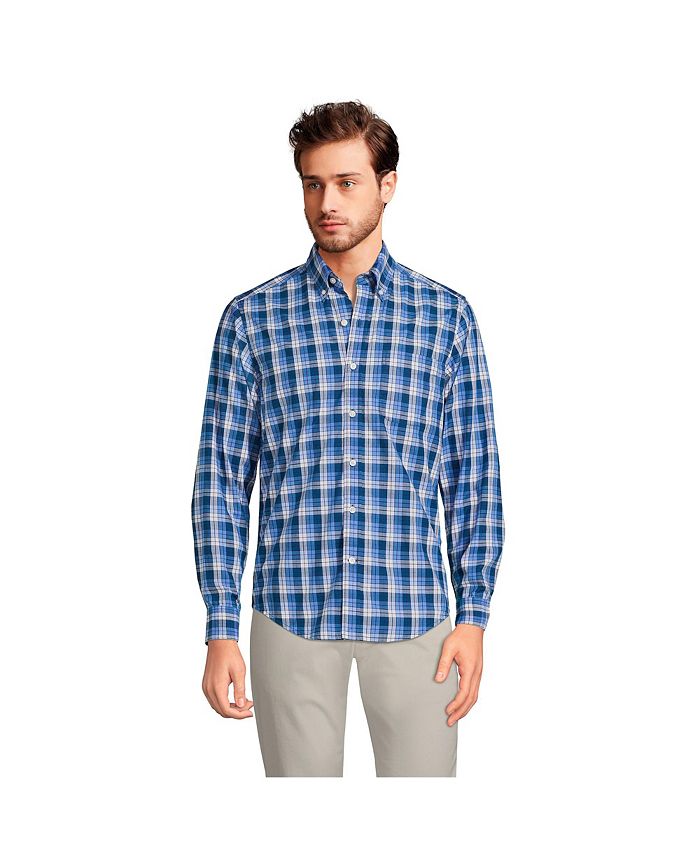 Lands' End Men's Traditional Fit Essential Lightweight Poplin Shirt ...