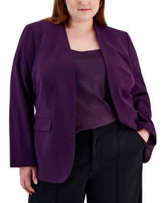 Bar III Plus Size Bi-Stretch Open-Front Long-Sleeve Jacket, Created for ...