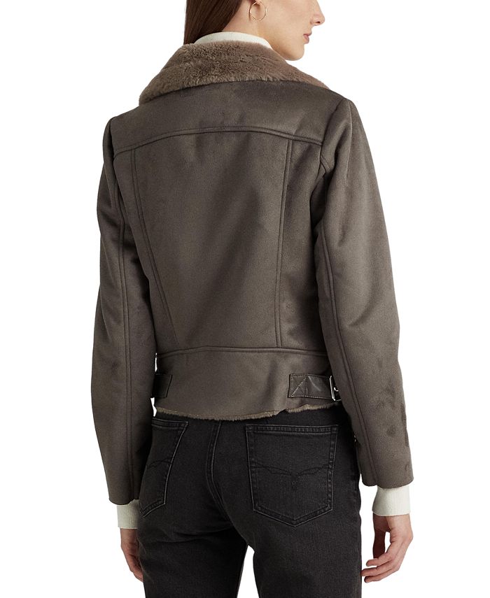 Lauren Ralph Lauren Women's Faux-Shearling Moto Jacket - Macy's