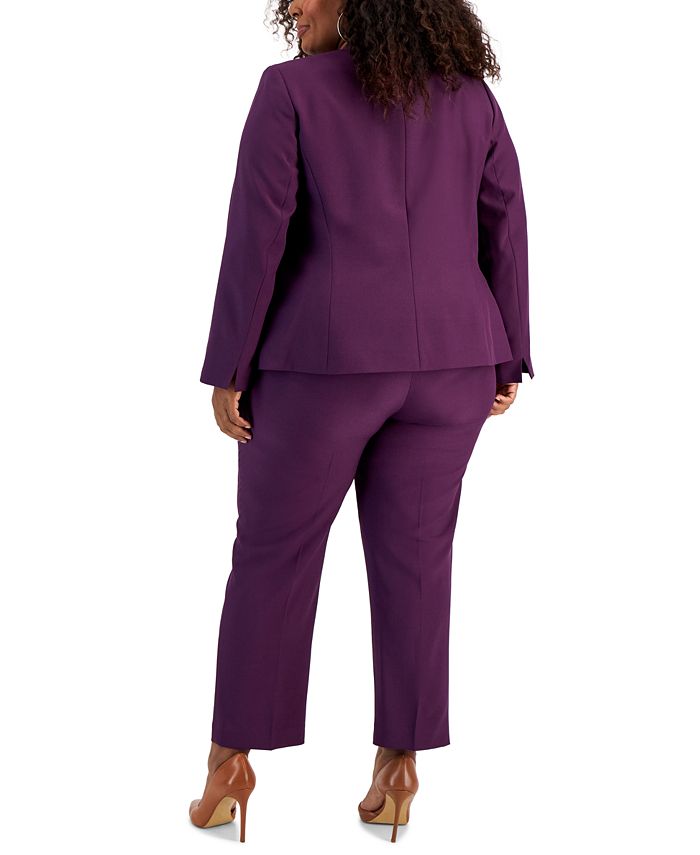 Le Suit Plus Size Crepe Single Button Jacket & Elastic-Back Pants - Macy's