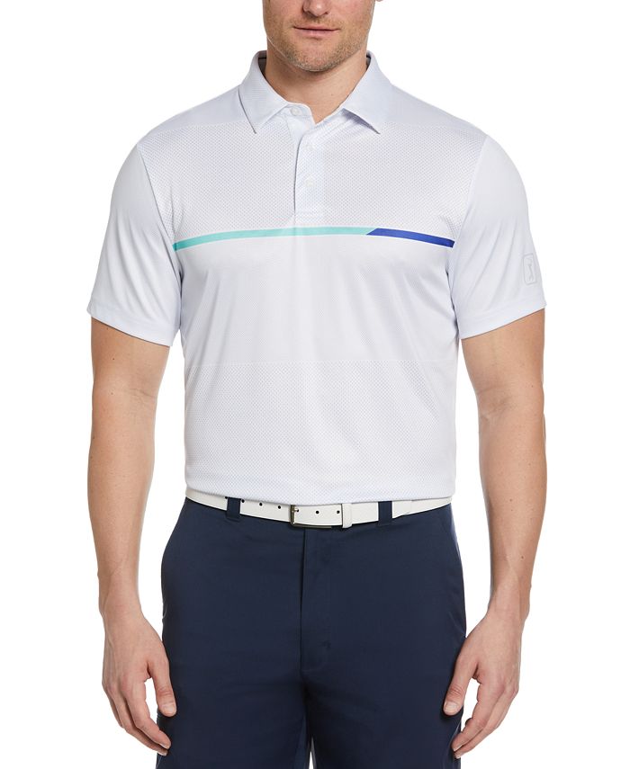 PGA TOUR Men's Athletic-Fit Textured Colorblocked Performance Golf Polo ...