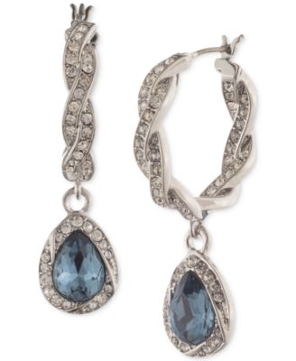 Givenchy Pavé & Pear-Shape Crystal Charm Hoop Earrings - Macy's