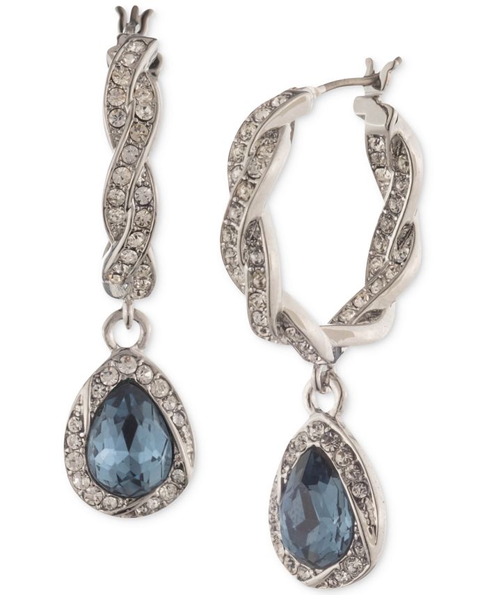 Givenchy Pavé & Pear-Shape Crystal Charm Hoop Earrings - Macy's