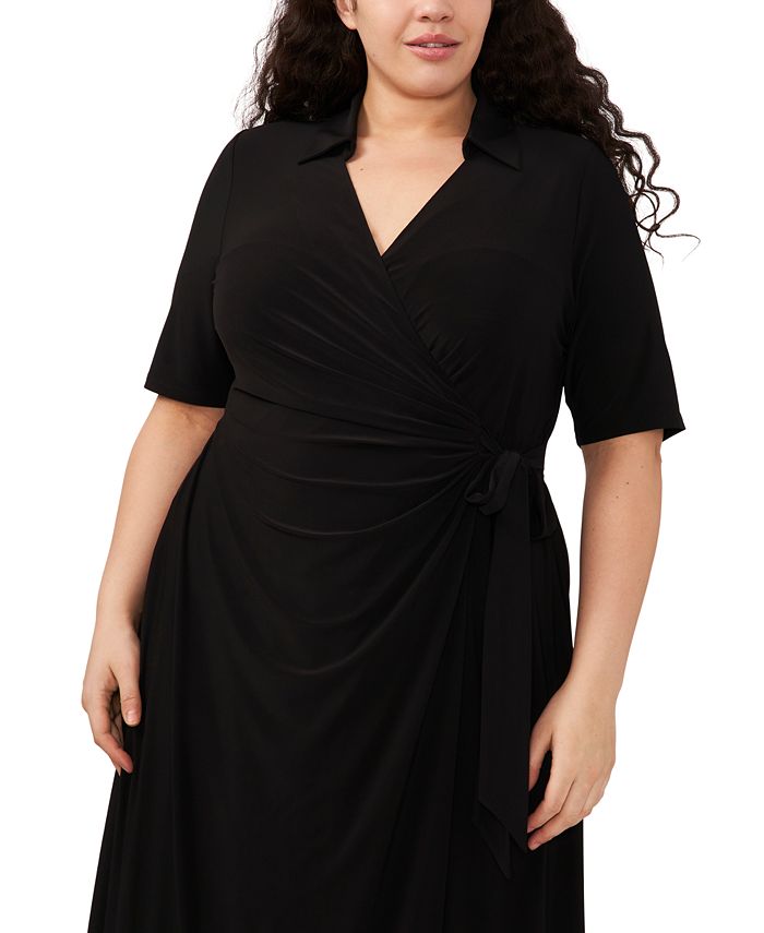 MSK Plus Size Collared Wrap Dress - Macy's