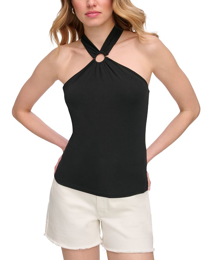 DKNY Jeans Women's Sleeveless Crossover Halter Top - Macy's