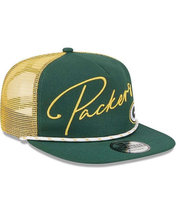 New Era Men's Green Green Bay Packers Script Logo Golfer 9FIFTY ...