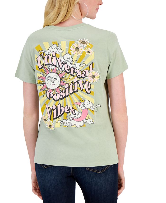 Rebellious One Juniors' Universal Positive Vibes Graphic T-Shirt - Macy's