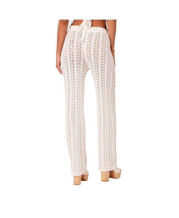 Edikted Women's Crochet Long Pants With Elastic Waistband - Macy's