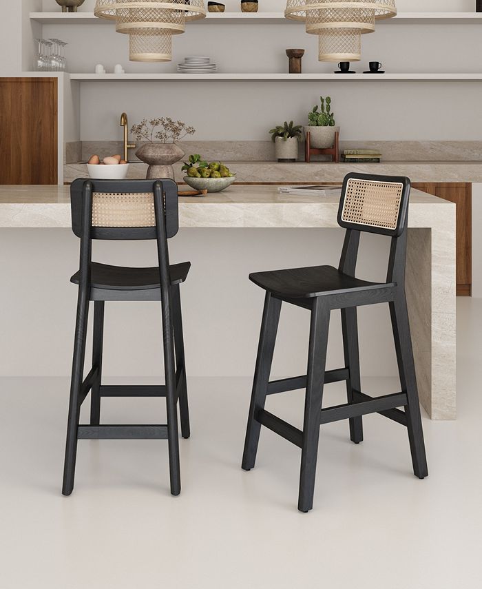 Manhattan Comfort Versailles 3-Piece Ash Wood and Natural Cane Counter ...