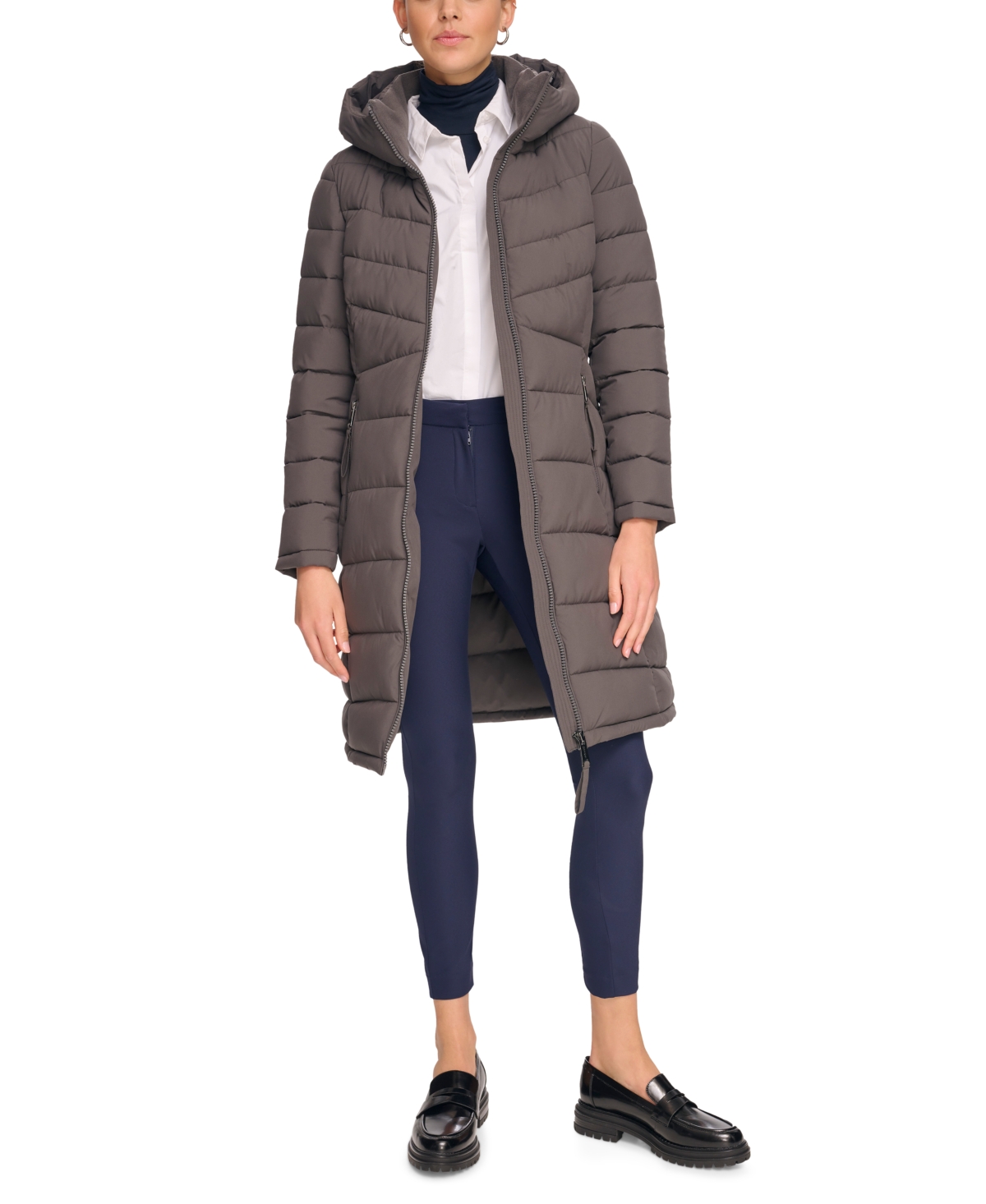 Click here for Calvin Klein Womens Hooded Stretch Puffer Coat  Cr... prices