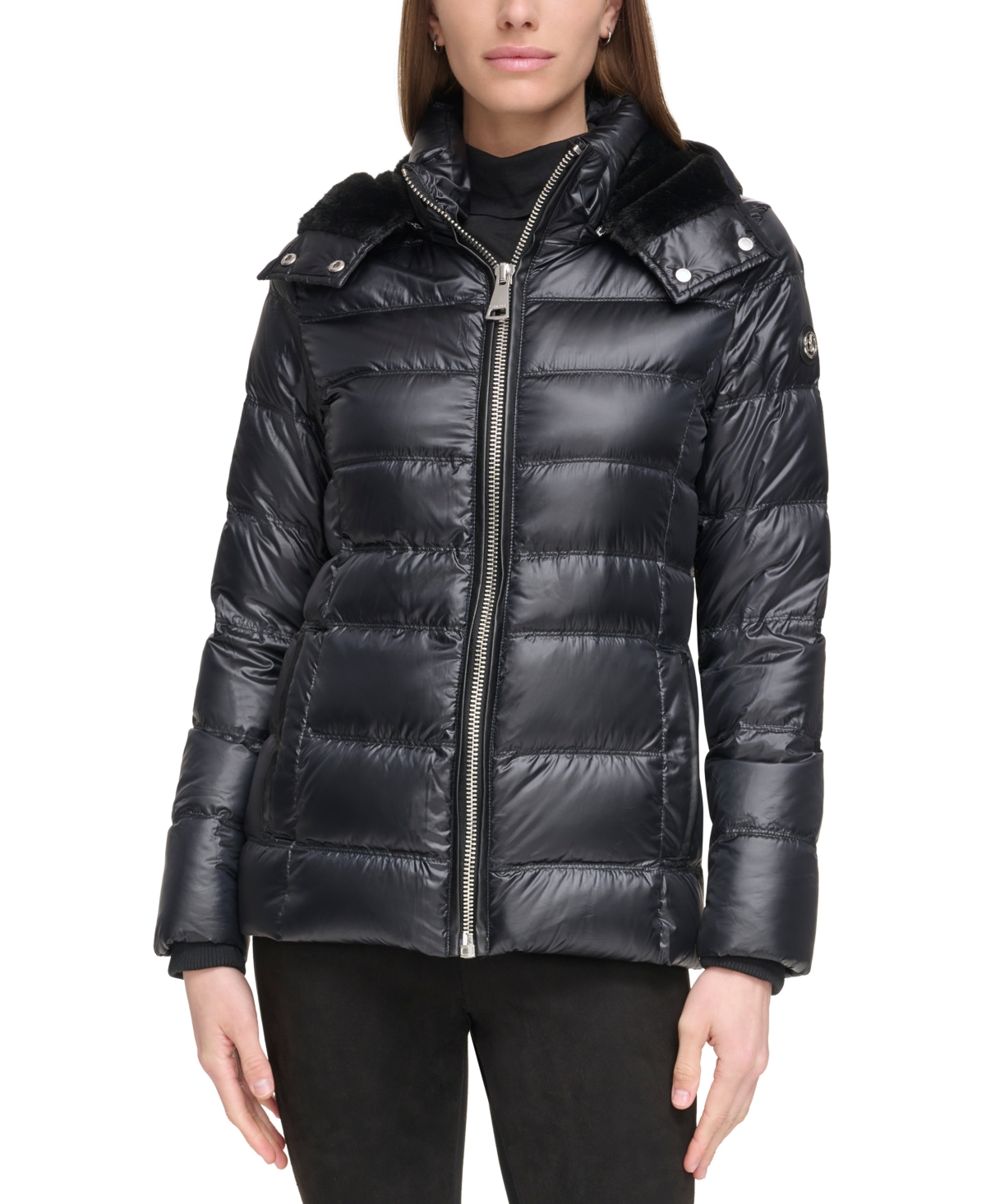 Click here for Calvin Klein Womens Shine Hooded Down Puffer Coat... prices