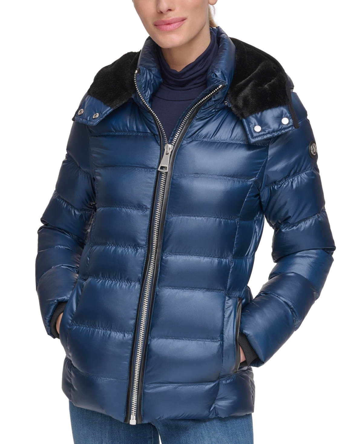 Click here for Calvin Klein Womens Shine Hooded Down Puffer Coat... prices