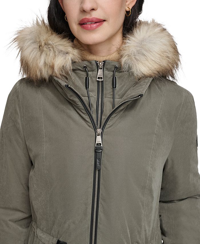 DKNY Women's Faux-Fur-Trim Anorak Coat - Macy's