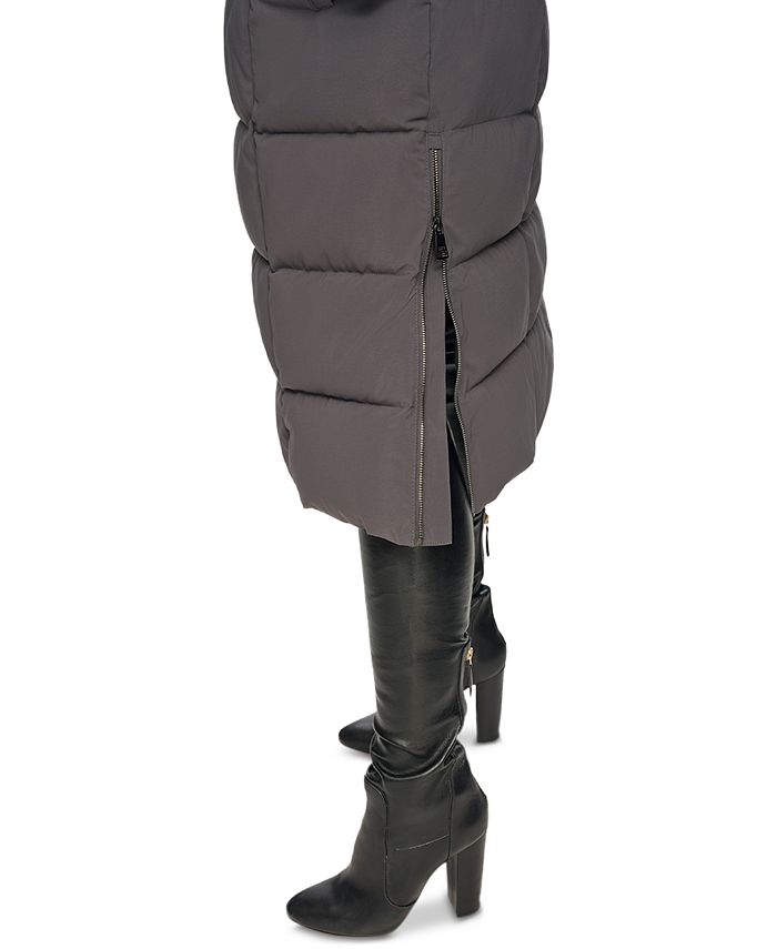 DKNY Womens Maxi Belted Hooded Puffer Coat - Macy's