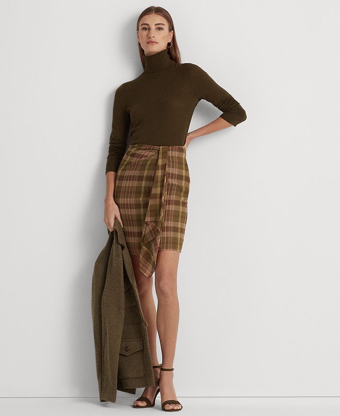 Lauren Ralph Lauren Women's Plaid Ruffle-Trim Georgette Skirt - Macy's