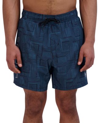 Spyder Men's Geo-Print 7" Swim Trunks with Comfort Liner - Macy's
