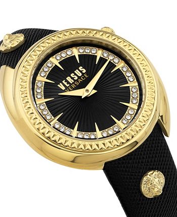 Versus Versace Women's Two-Hand Quartz Tortona Black Genuine Leather ...