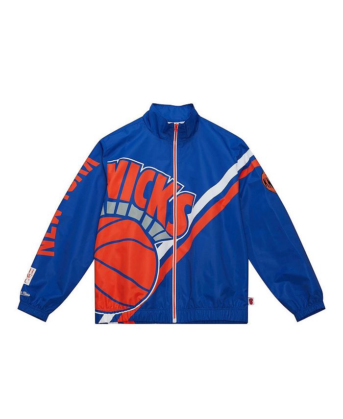 Mitchell & Ness Men's Blue New York Knicks Exploded Logo Warm-Up Full ...