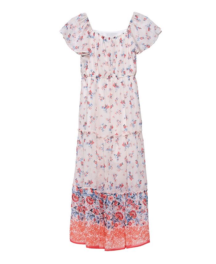 Trixxi Big Girls Short Sleeve Tiered Floral Maxi Dress Macys